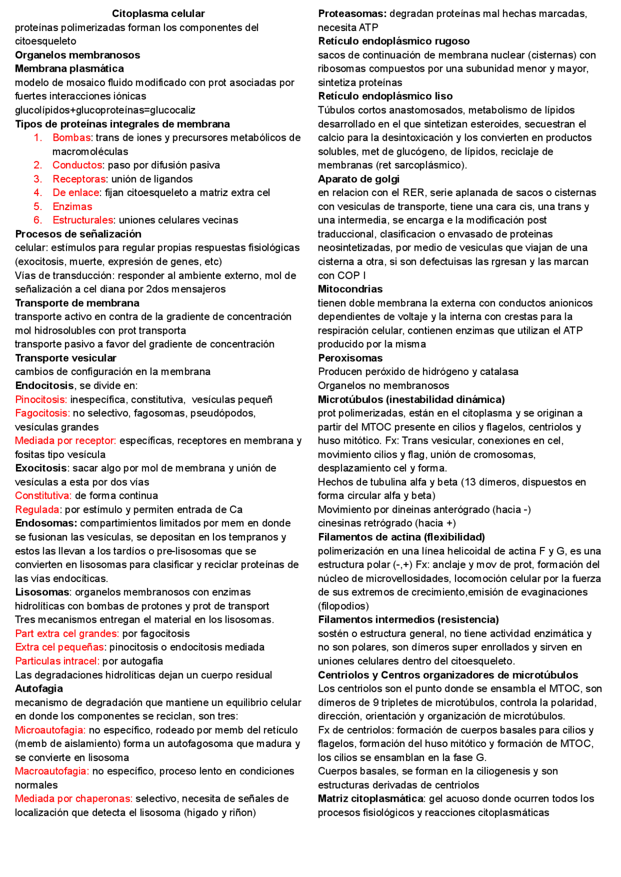 Ross Citoplasma Celular Resúmenes De Histología Docsity