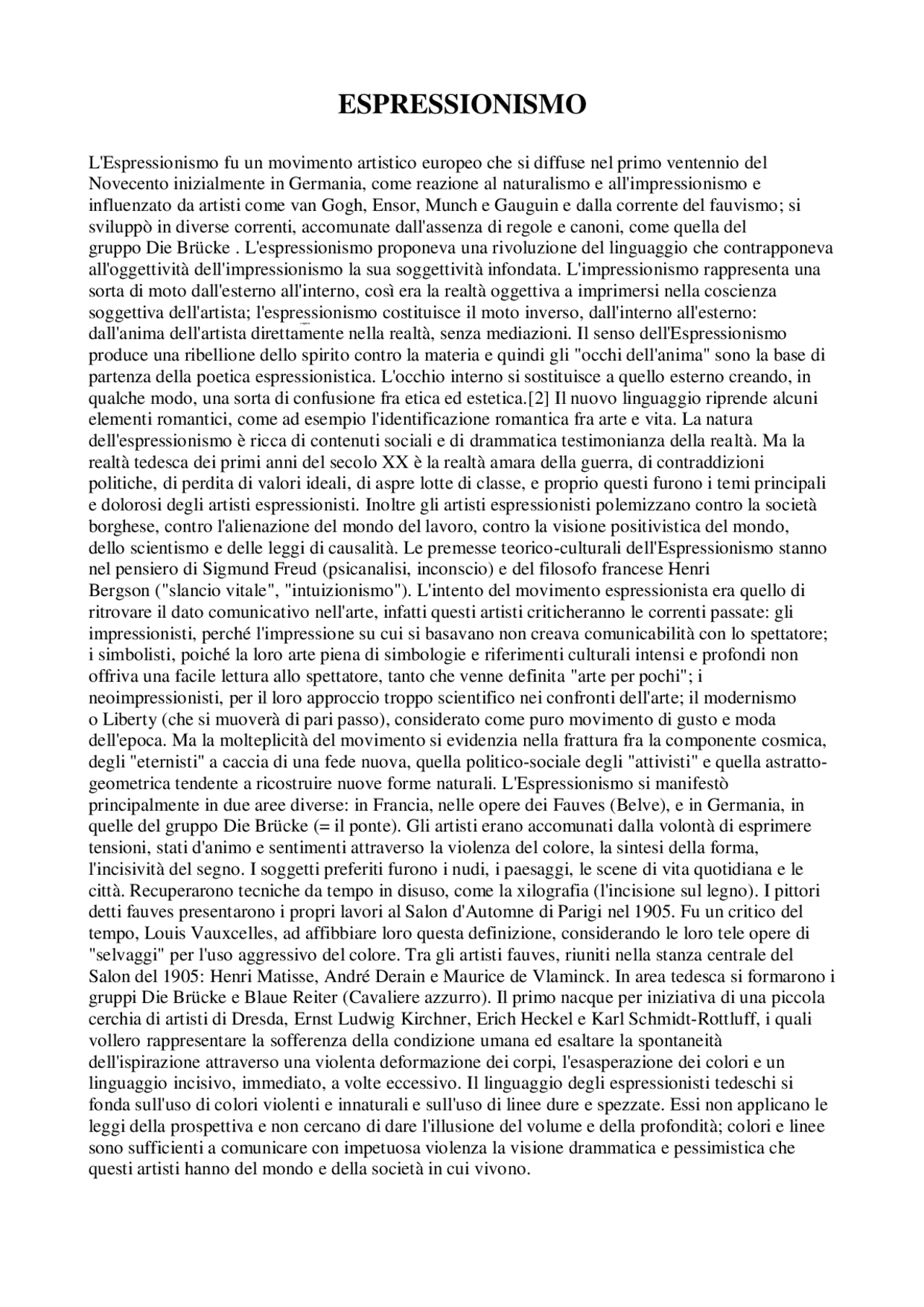 Espressionismo: principali caratteristiche e principali protagonisti | Dispense di Elementi di ...