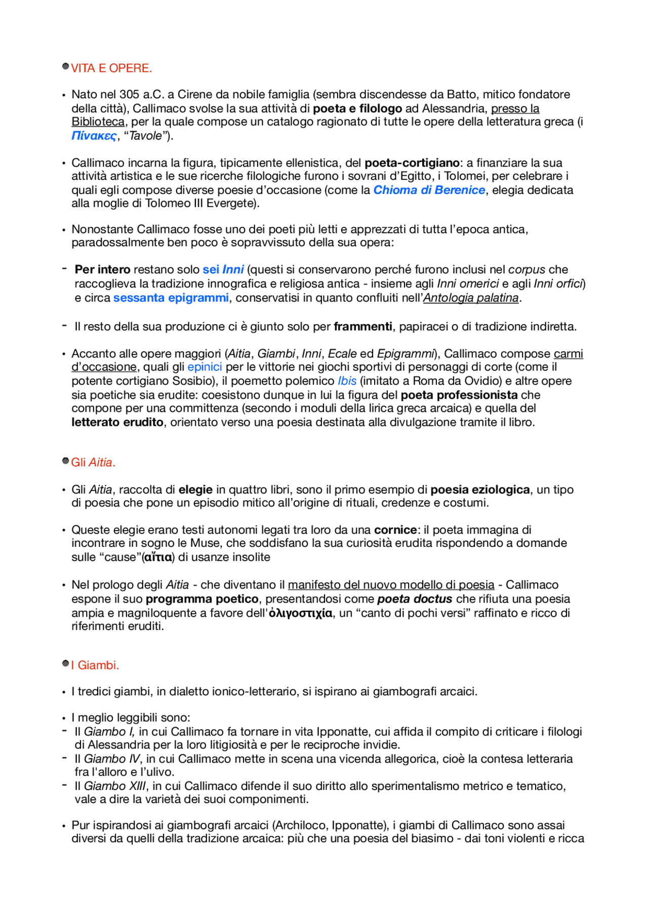 Callimaco di Cirene - vita e opere | Schemi e mappe concettuali di ...