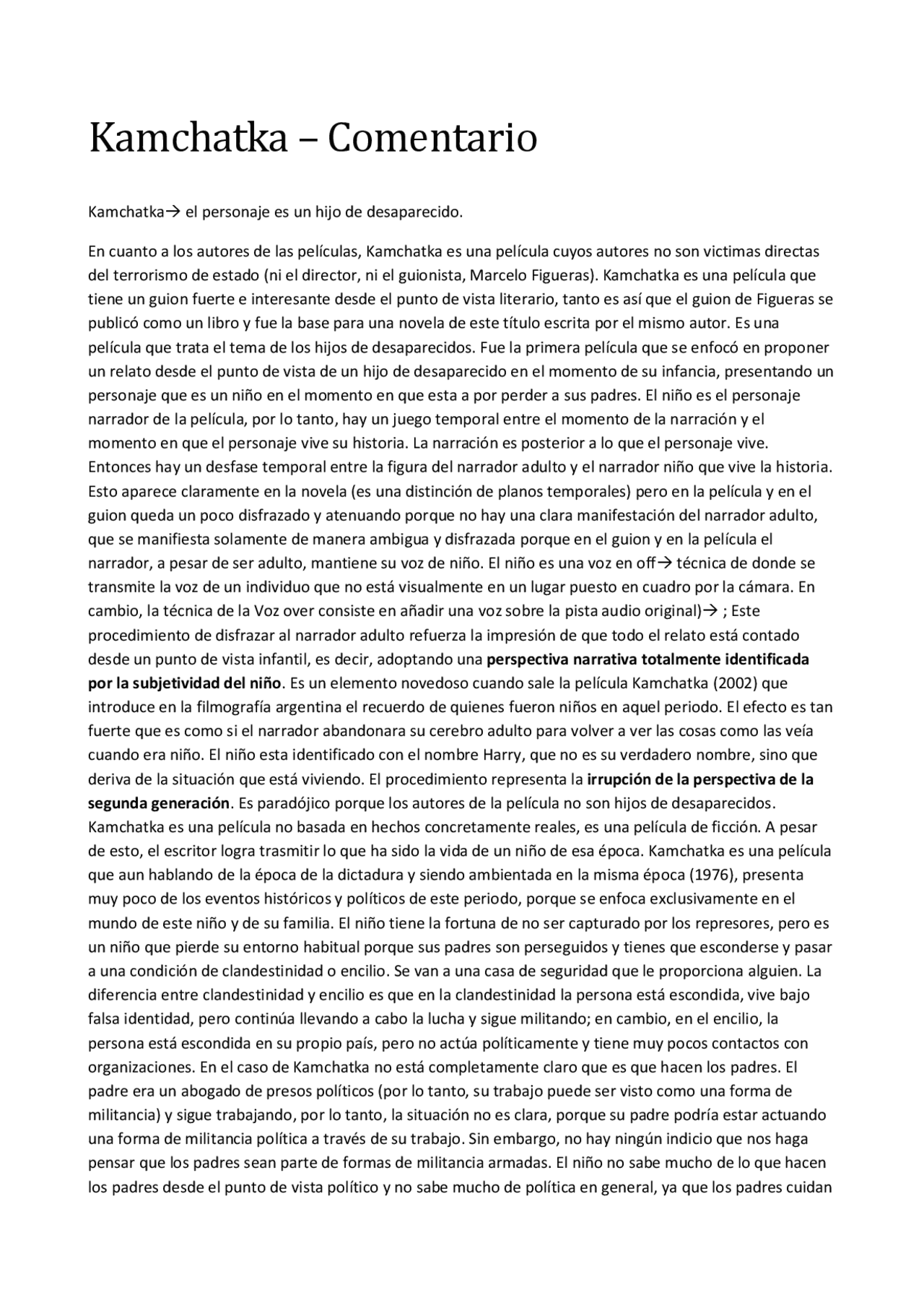 Kamchatka Marcelo Piñeyro Riassunto E Commento Appunti Appunti