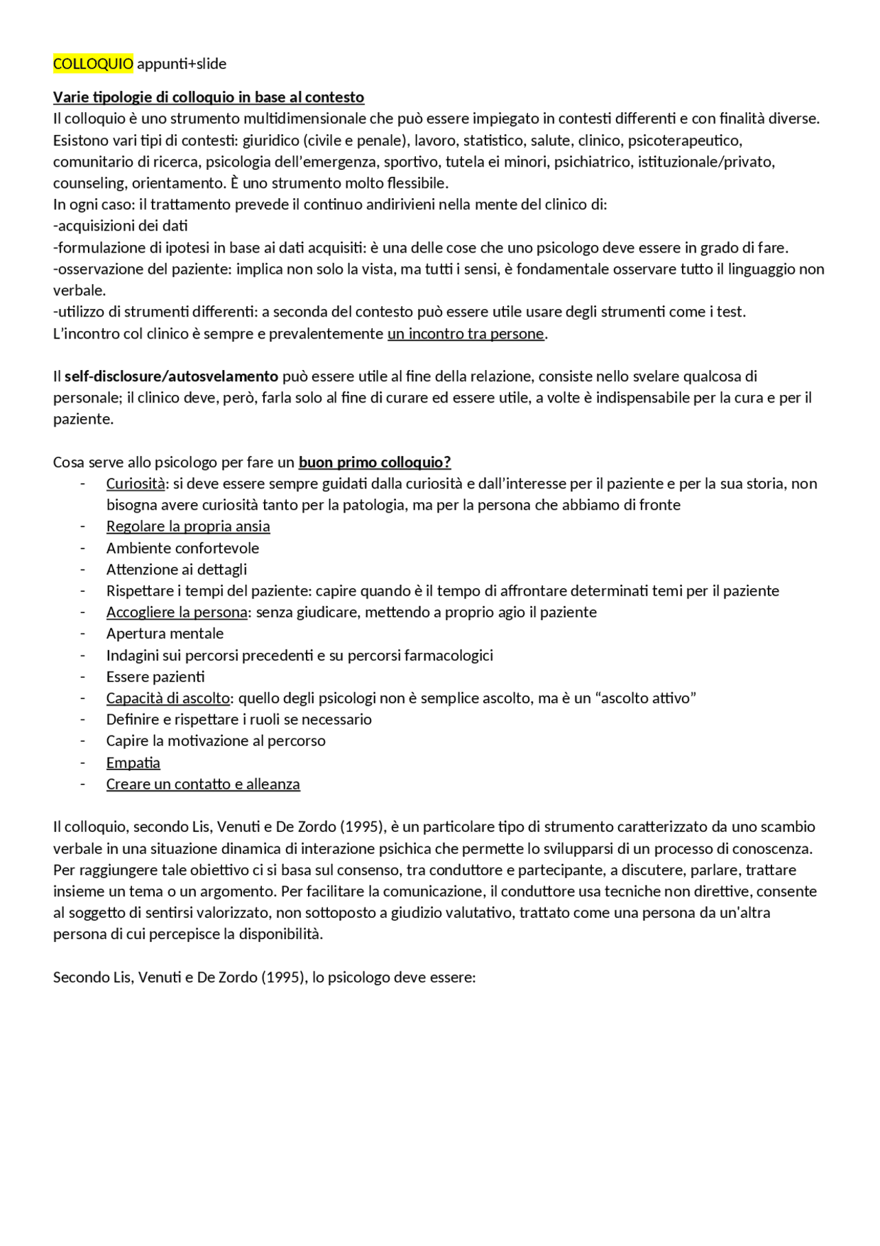 Appunti E Slide Sulla Prima Parte Del Programma Appunti Di Psicologia
