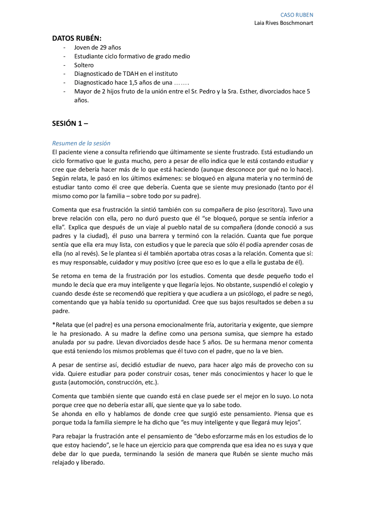 Psicodiagnostico Caso Práctico Ejercicios De Psicodiagnóstico Docsity