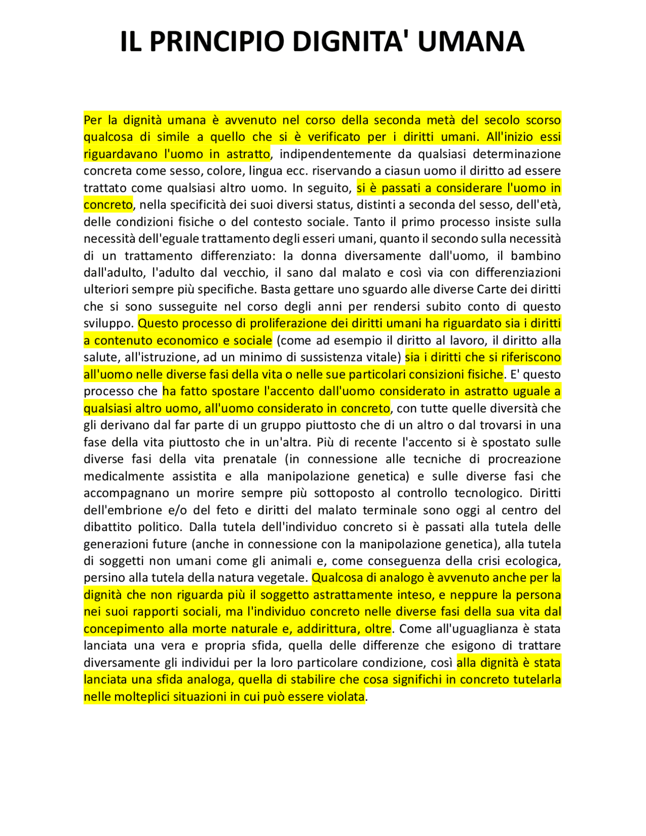 Riassunto Dignita Umana Appunti Di Filosofia Docsity