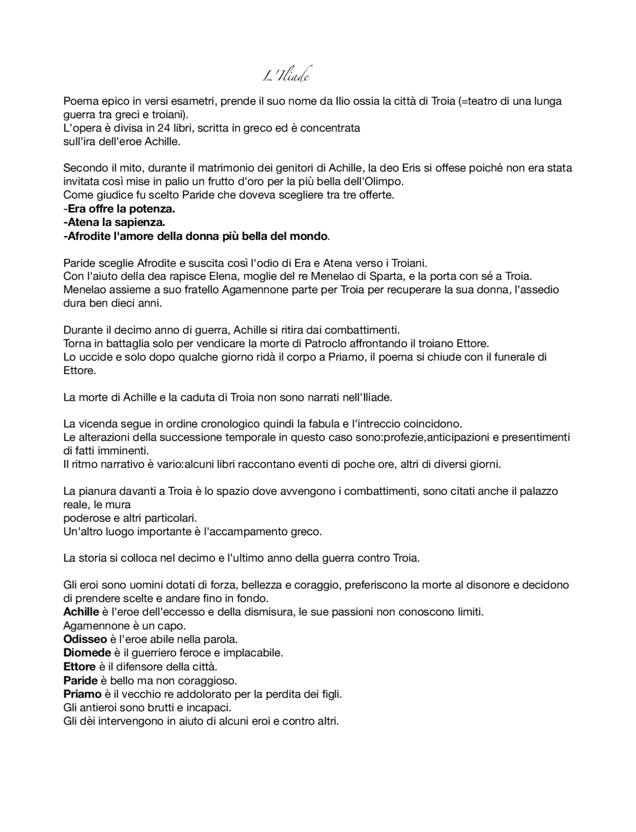 Riassunto Sulliliade Schemi E Mappe Concettuali Di Italiano Docsity