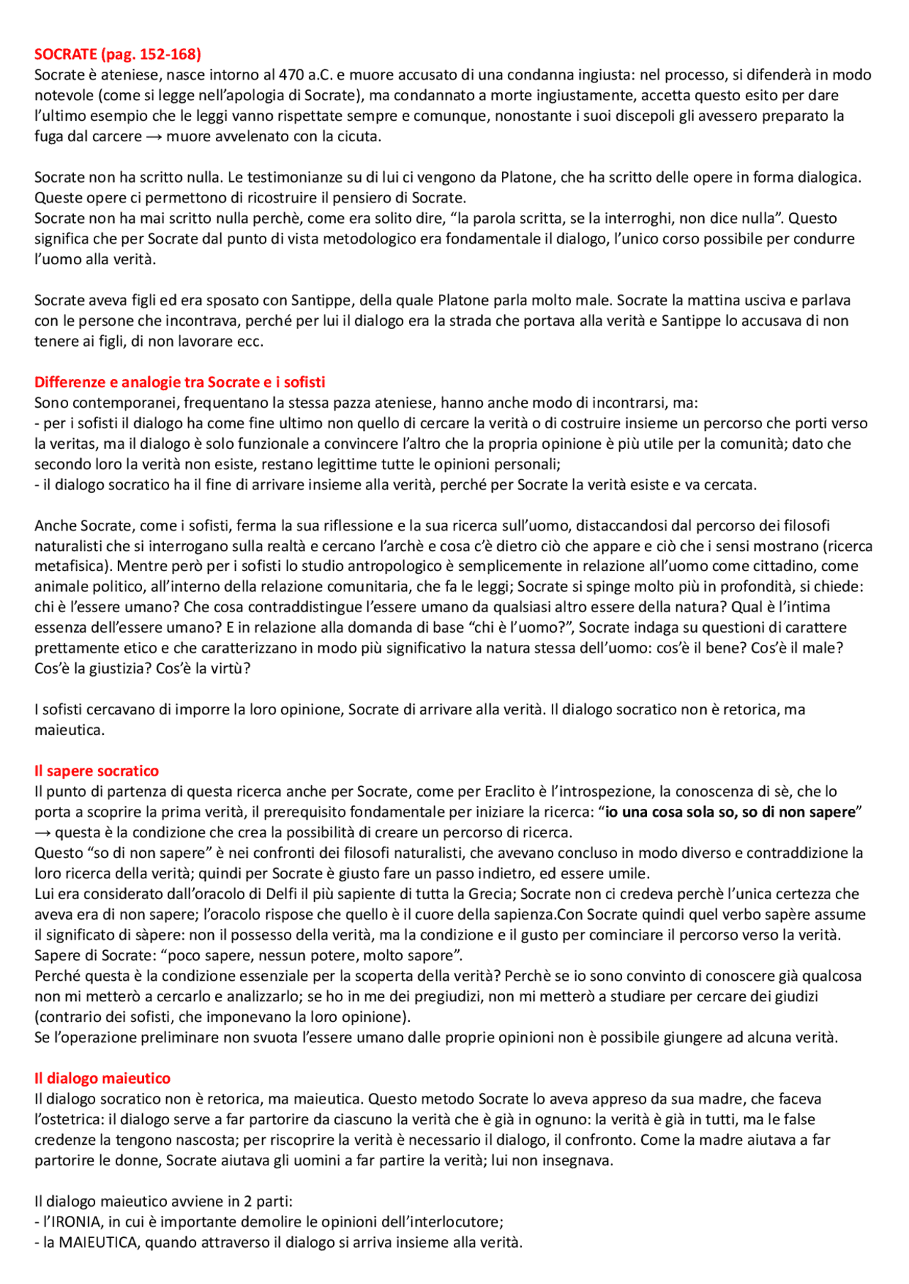 Filosofia (parte 3): Socrate, Platone e Aristotele | Appunti di Filosofia | Docsity
