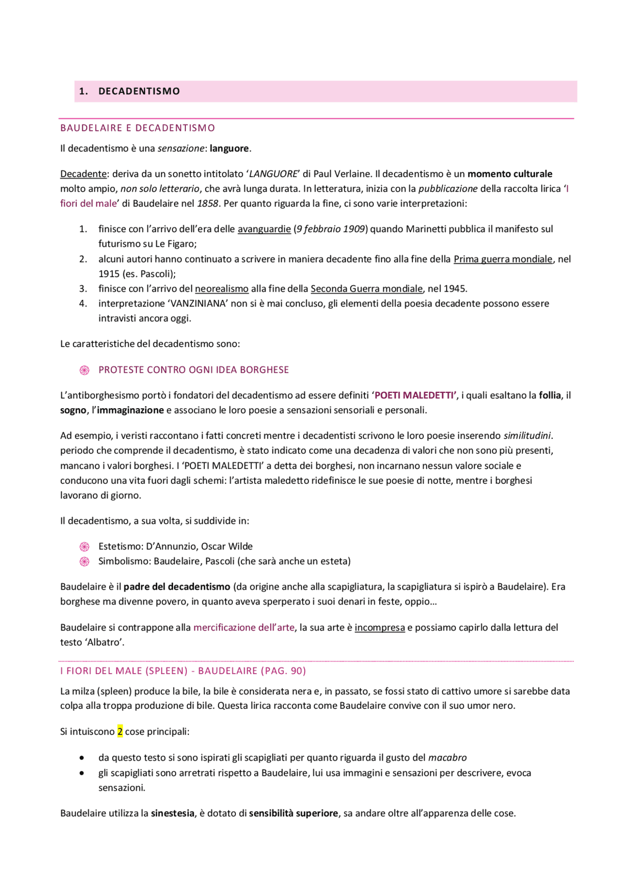Appunti Programma Quinto Sup Appunti Di Italiano Docsity