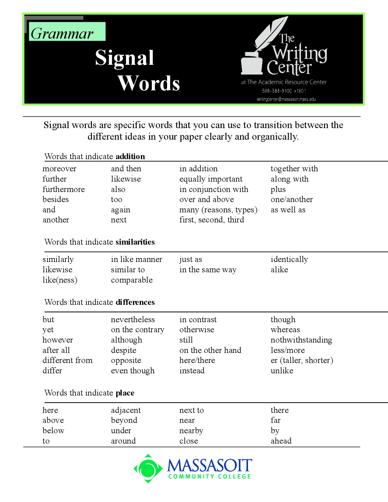 Signal Words: Transitioning Ideas in Writing - Prof. Joon | Summaries ...