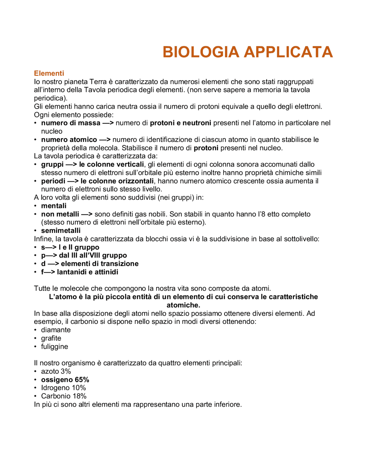 Biologia Applicata Preparazione Allesame Schemi E Mappe Concettuali