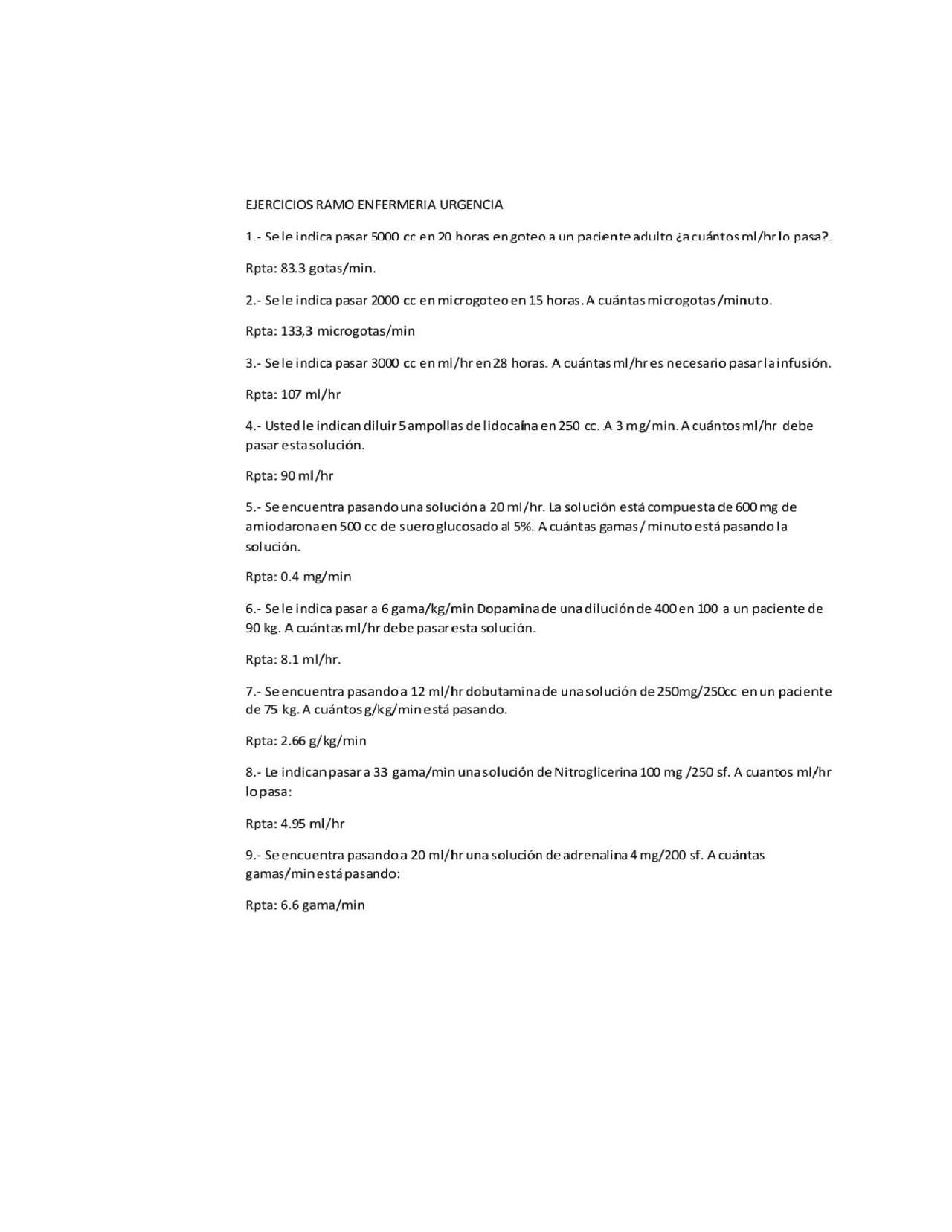 Ejercicios Calculo De Dosis Ejercicios De Química Docsity