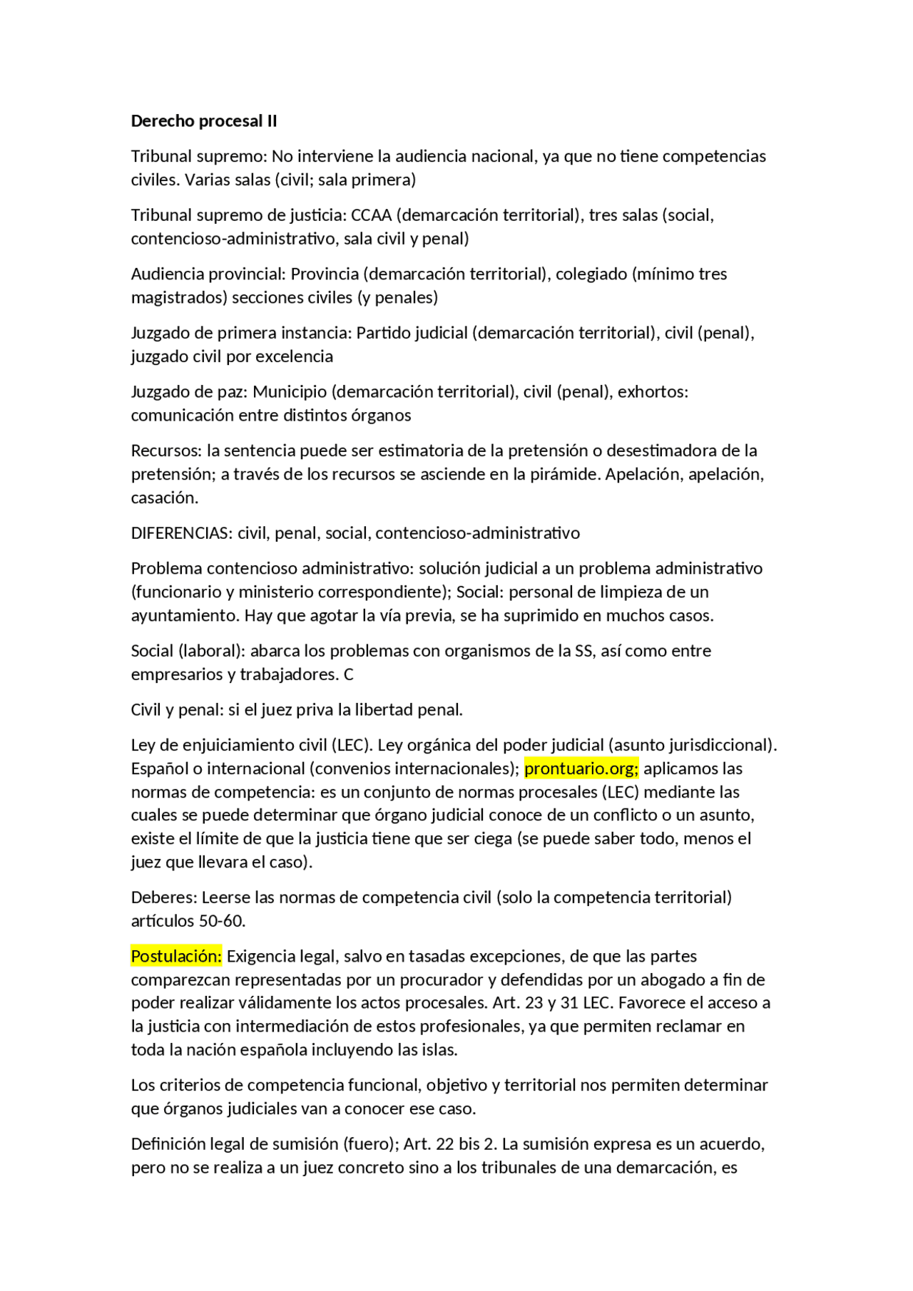 Apuntes Derecho Procesal Ii Apuntes De Derecho Procesal Docsity