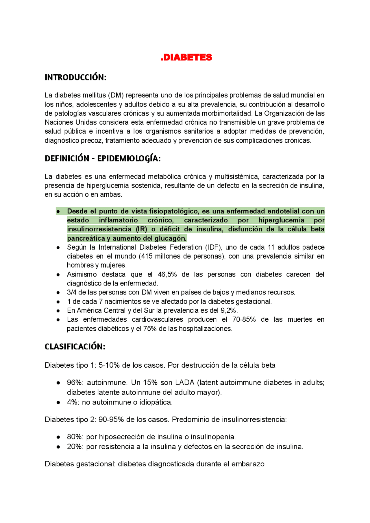 Diabetes DM1 y DM2 semiología | Resúmenes de Semiología | Docsity
