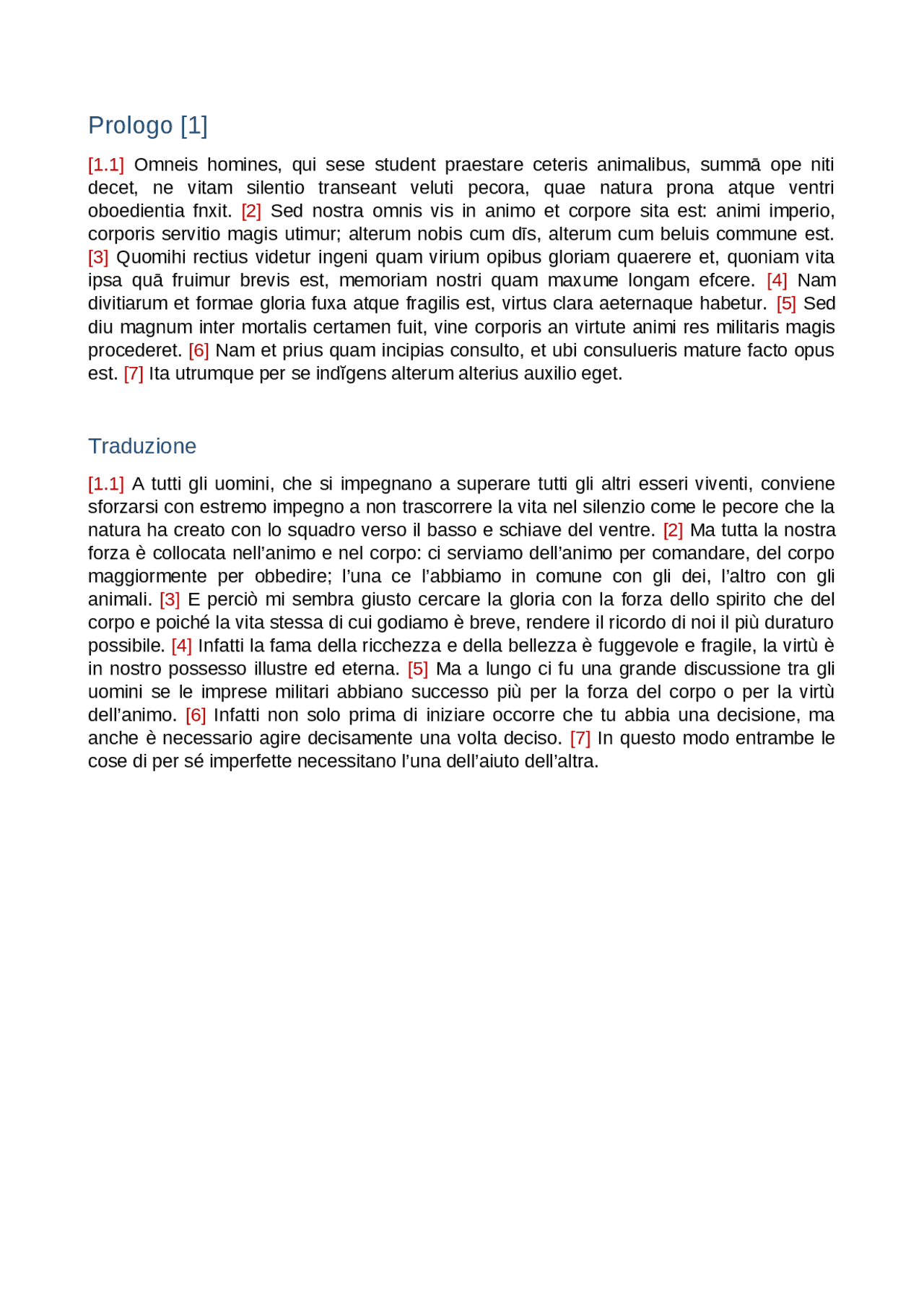 Bellum Catilinae traduzione | Esercizi di Latino | Docsity