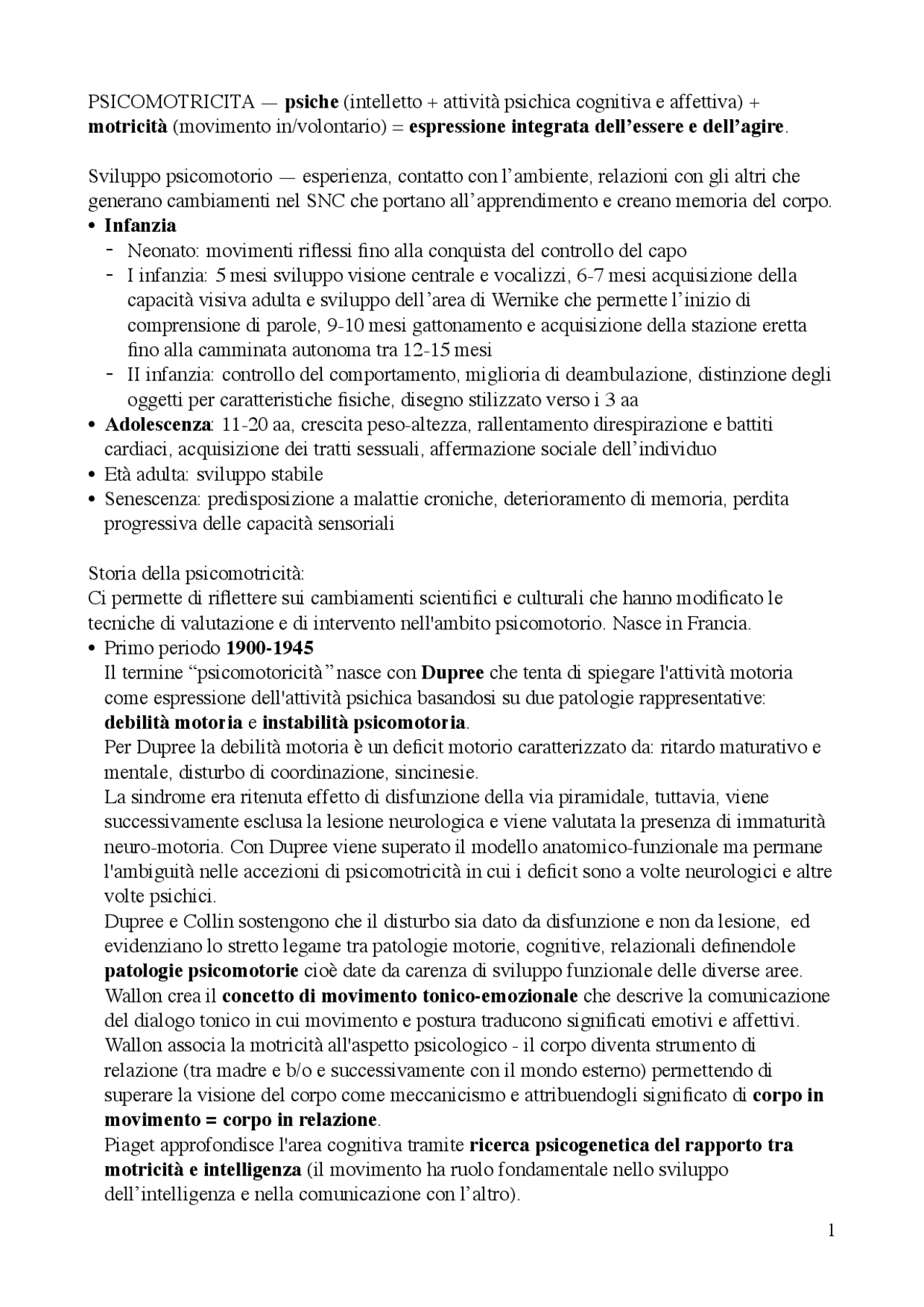 Psicomotricità In Logopedia Appunti Di Psicomotricità Docsity