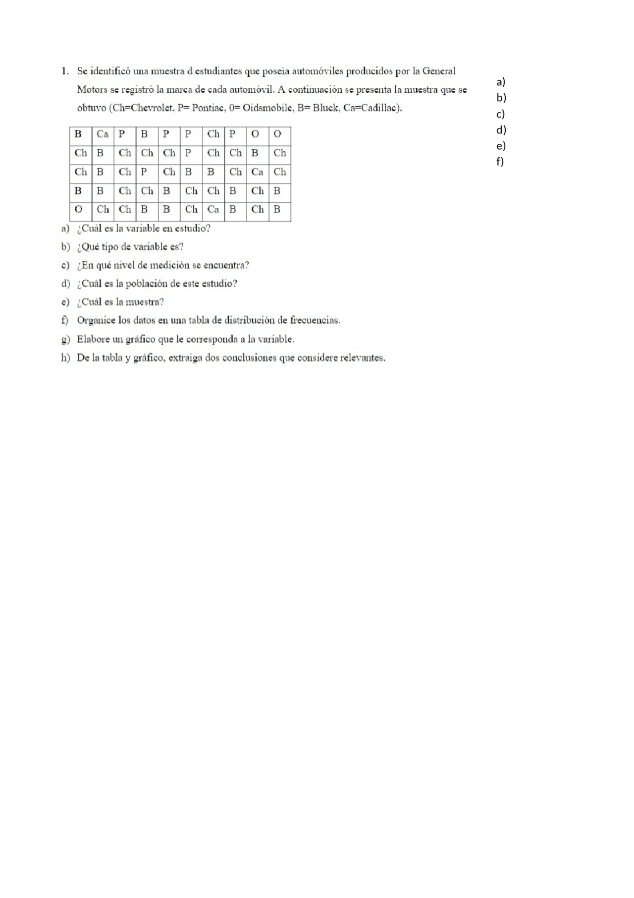 Taller De Estadistica Ejercicios De Estadística Aplicada Docsity