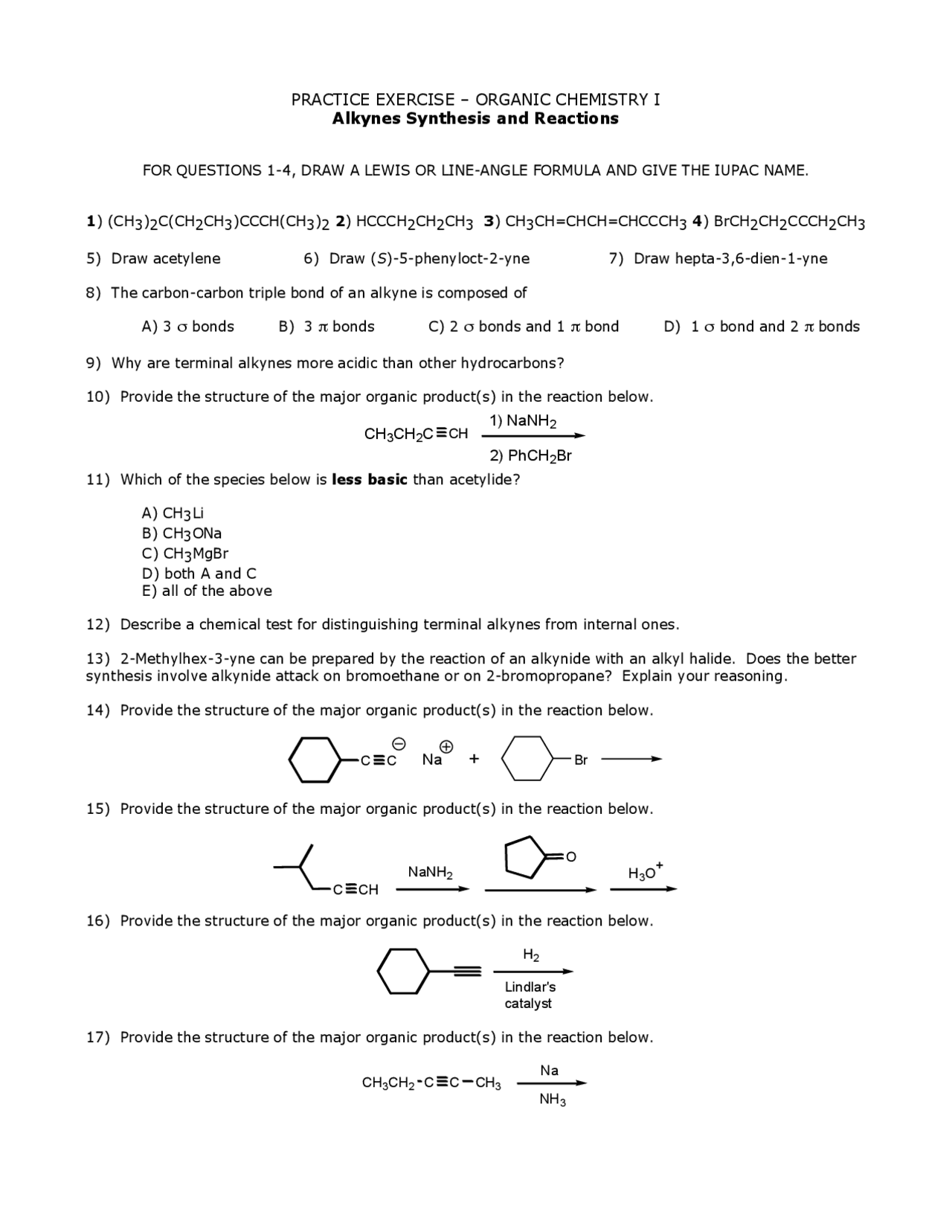 Practice organic synthesis, from which topics will be selected in the exam | Exercises Organic ...