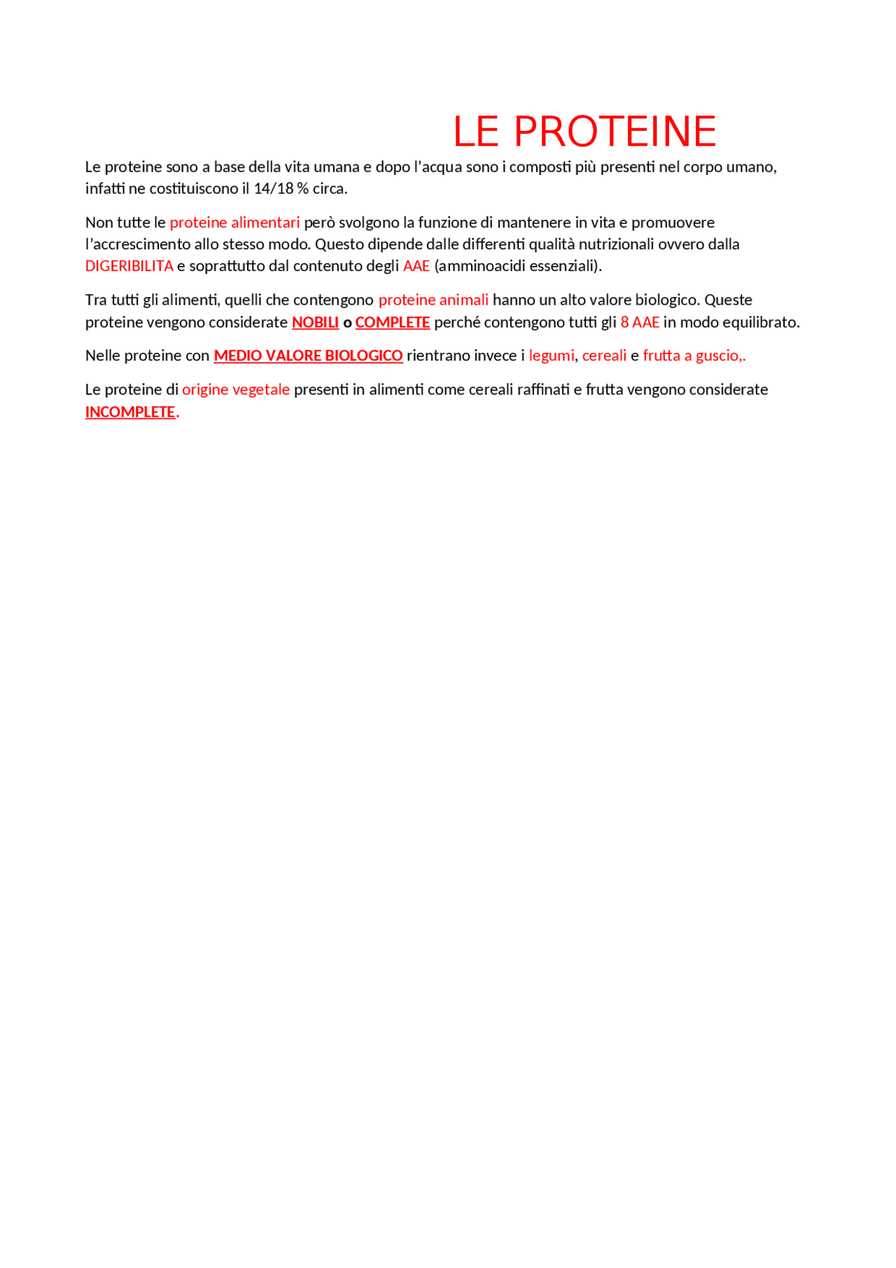 Appunti proteine schede prodotti tipici | Schemi e mappe concettuali di Scienza degli alimenti ...