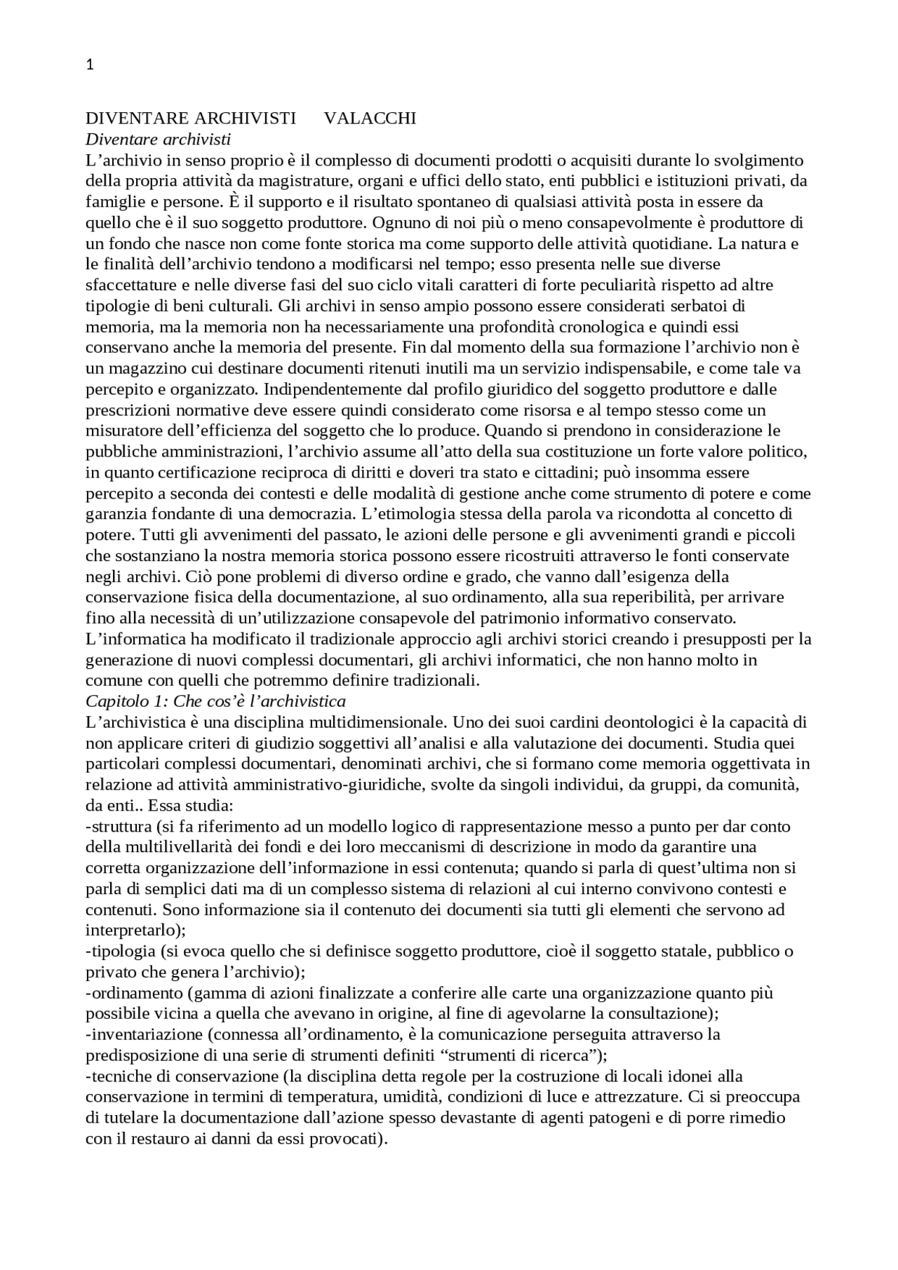 Diventare Archivisti Appunti Di Archivistica Docsity