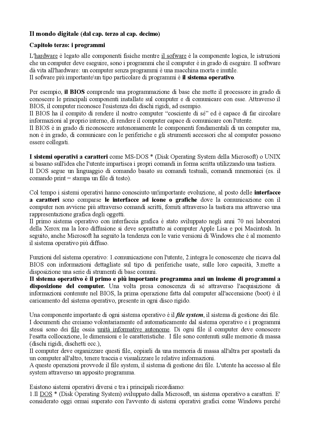 Il Mondo Digitale Riassunto Dal Cap 3 Al Cap 10 Appunti Di
