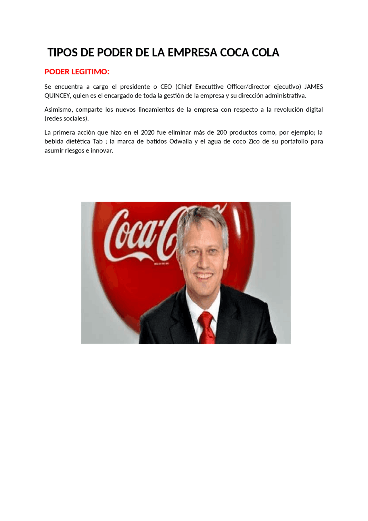 Poderes de coca cola | Apuntes de Gestión Comercial | Docsity