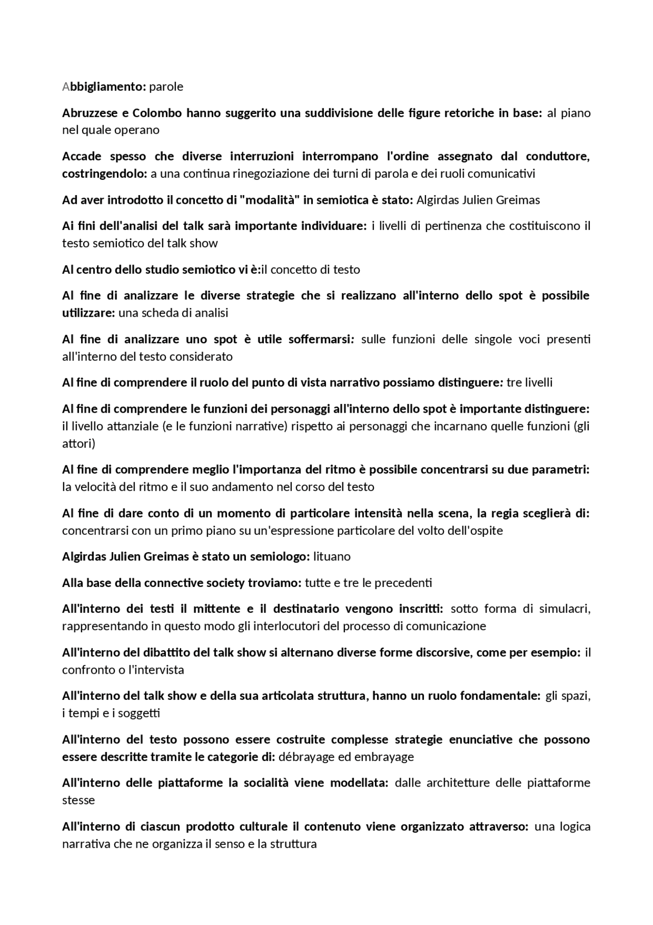 File Domande E Risposte Panieri Di Semiotica Della Pubblicità Docsity