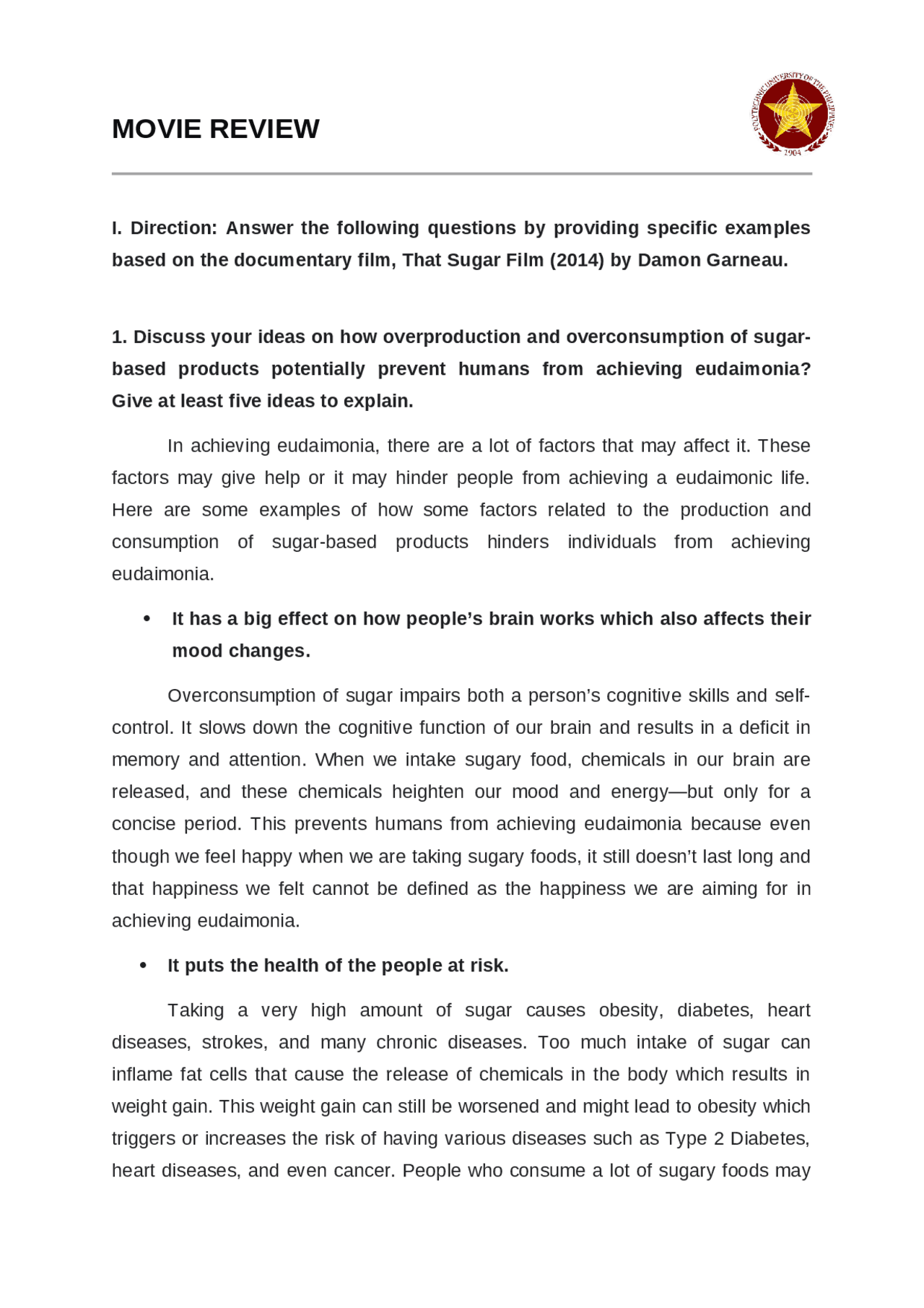 Movie Review: That Sugar Film Documentary | Assignments Philosophy of ...