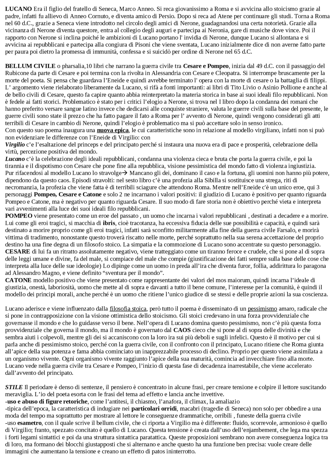 Lucano E Persio Documento Completo Appunti Di Latino Docsity
