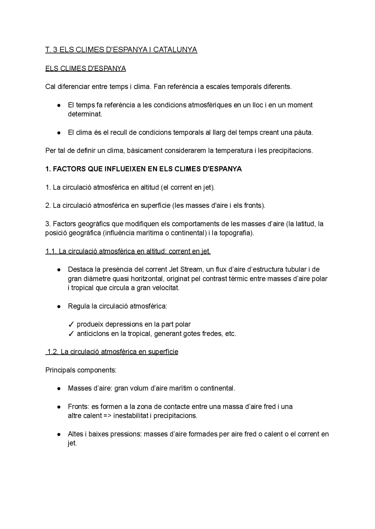 TEMA 3 ELS CLIMES D'ESPANYA I CATALUNYA | Apuntes de Geografía | Docsity