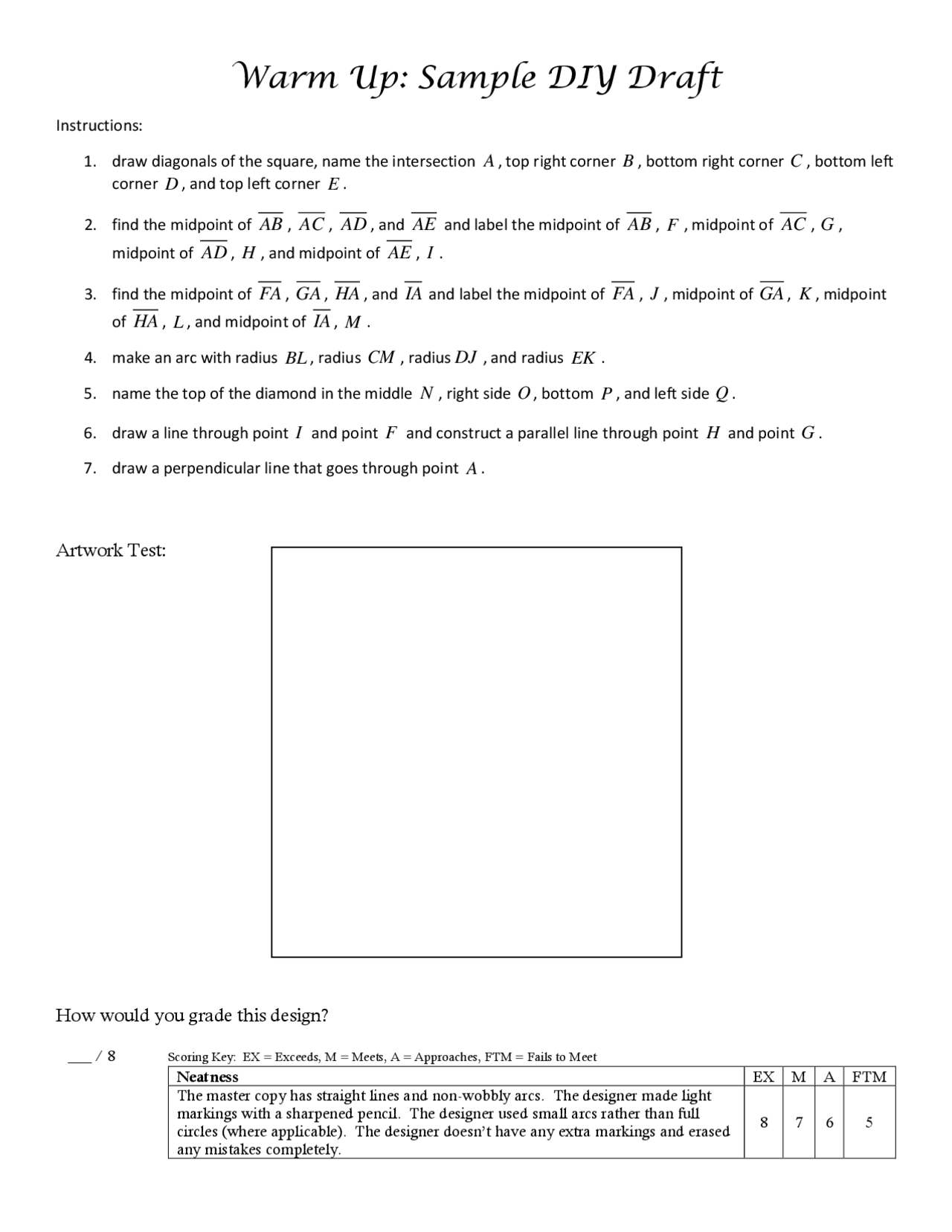 Geometric Construction Warm-Up Exercise | Exercises Geometry | Docsity