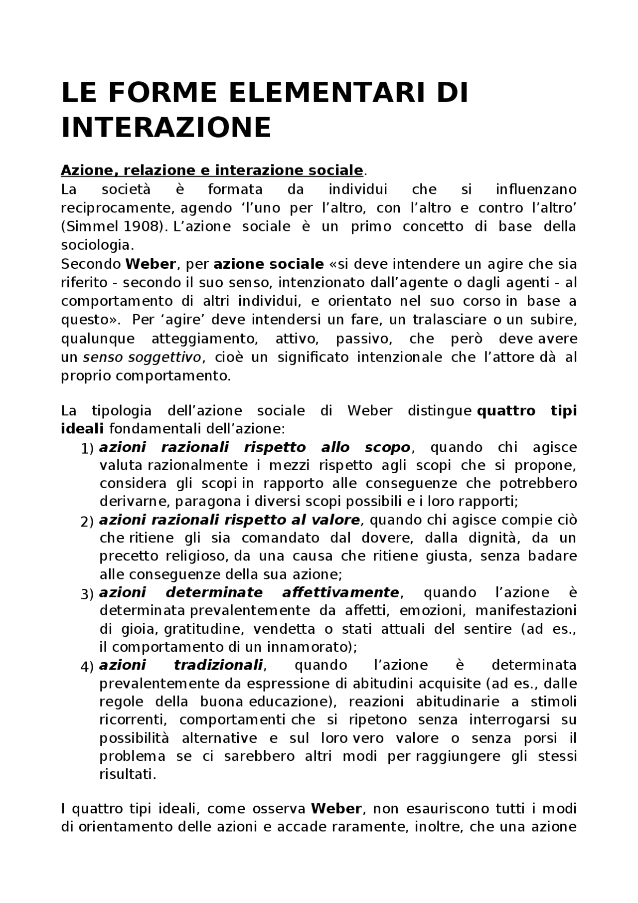 Le Forme Di Interazione Appunti Di Sociologia Docsity