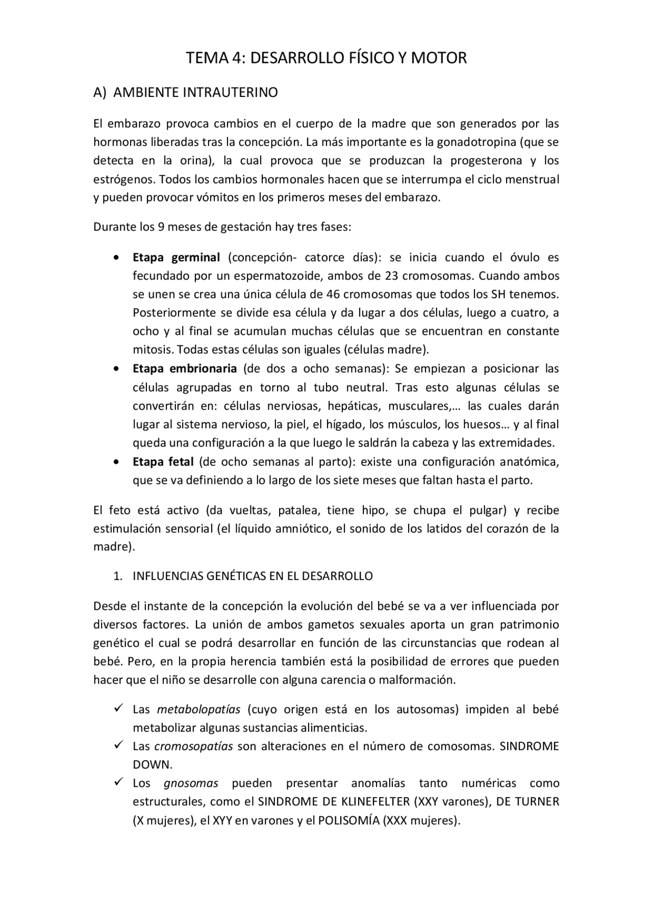 Tema 4 Desarrollo FÍsico Y Motor Resúmenes De Desarrollo Infantil