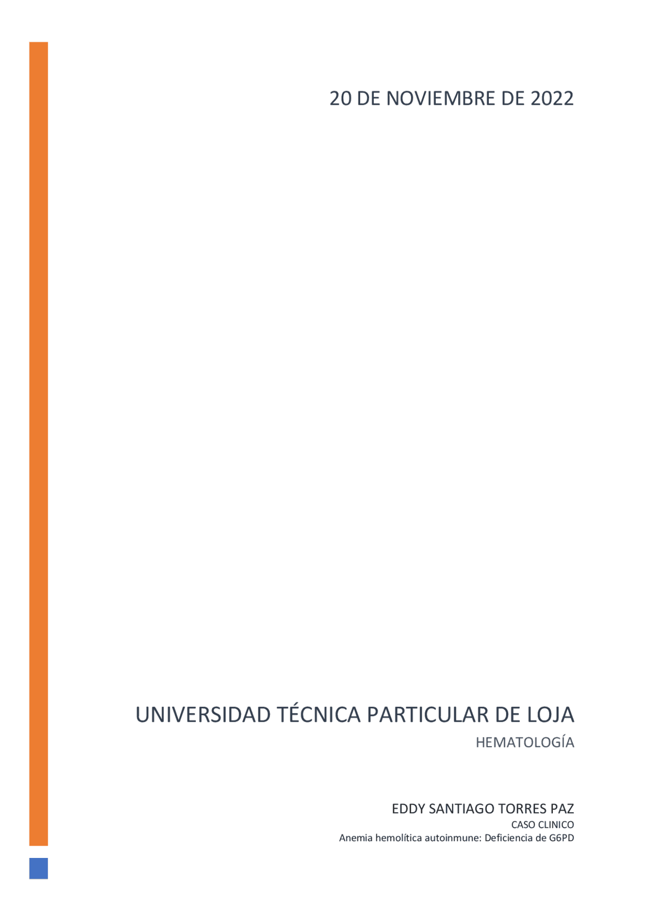 Hematología Caso Clinico Ejercicios De Hematología Docsity