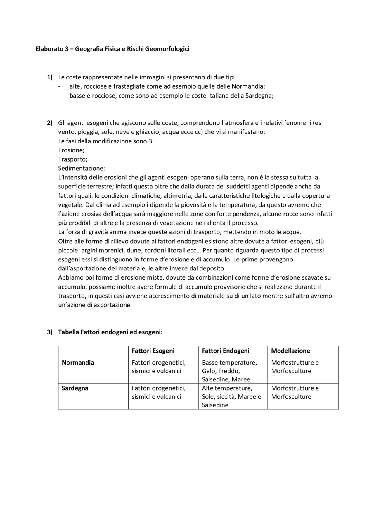 Elaborato 3 geografia e rischi | Prove d'esame di Geografia | Docsity