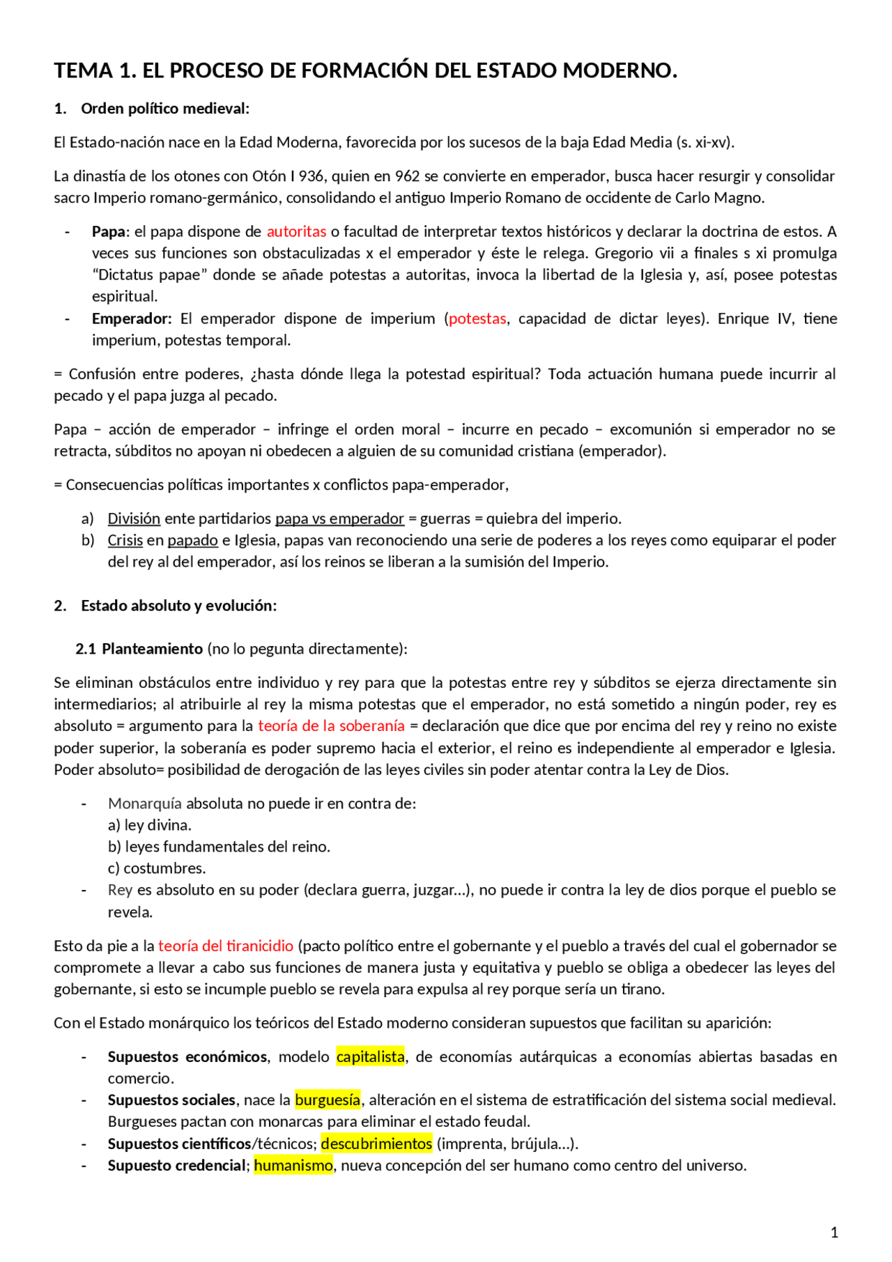 T1 EL PROCESO DE FORMACIÓN DEL ESTADO MODERNO | Esquemas y mapas conceptuales de Derecho ...