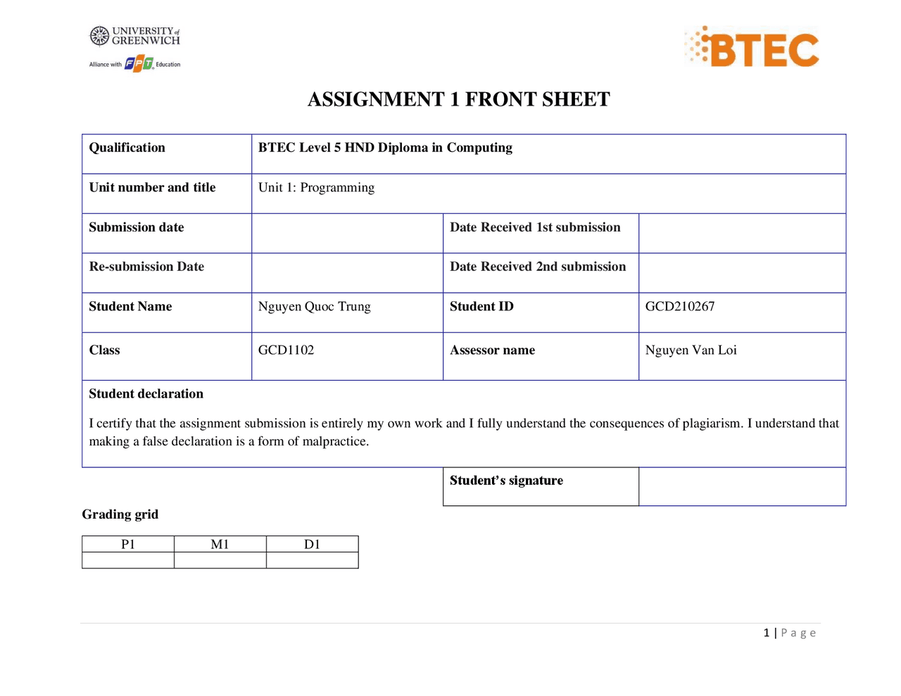 Programming ASM 1 Greenwich | Thesis System Programming | Docsity