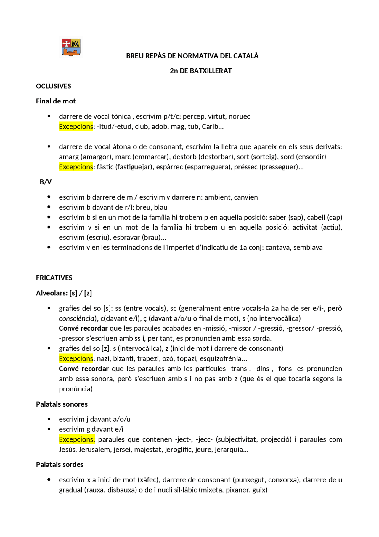 Normes Dortografia En Català Apuntes De Catalán Docsity