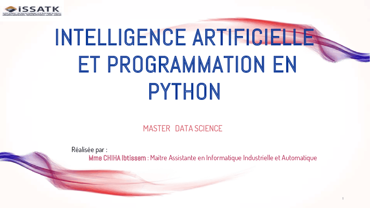 Intelligence Artificielle en python | Slides Artificial Intelligence ...