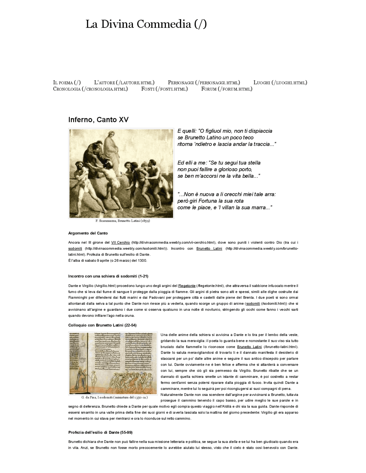 Inferno Canto XV - Divina Commedia | Appunti di Italiano | Docsity