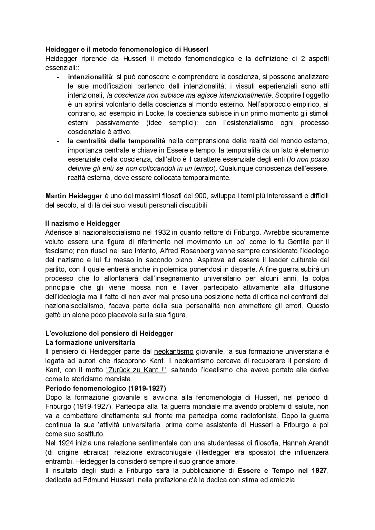 Martin Heidegger 1 Schemi E Mappe Concettuali Di Filosofia Docsity