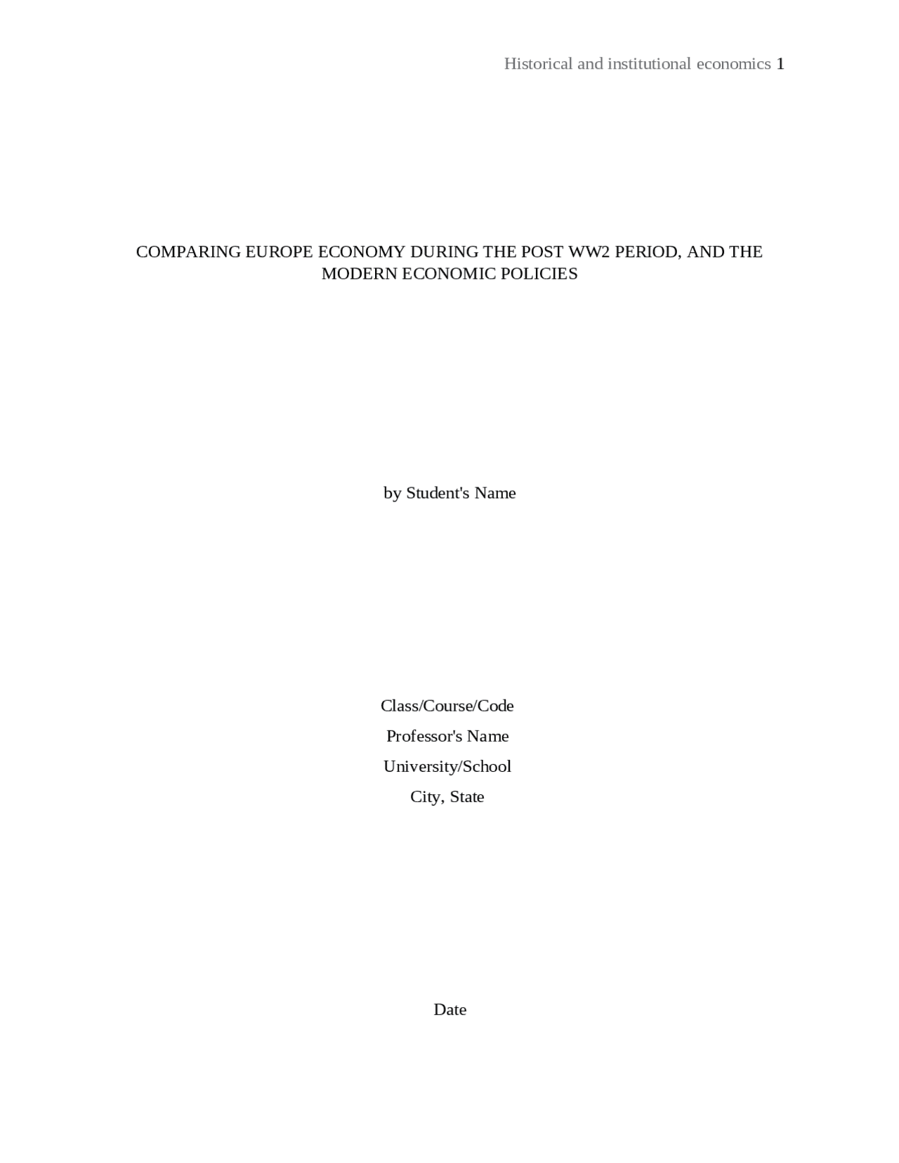 Economic Policies Document Exams Economics Docsity