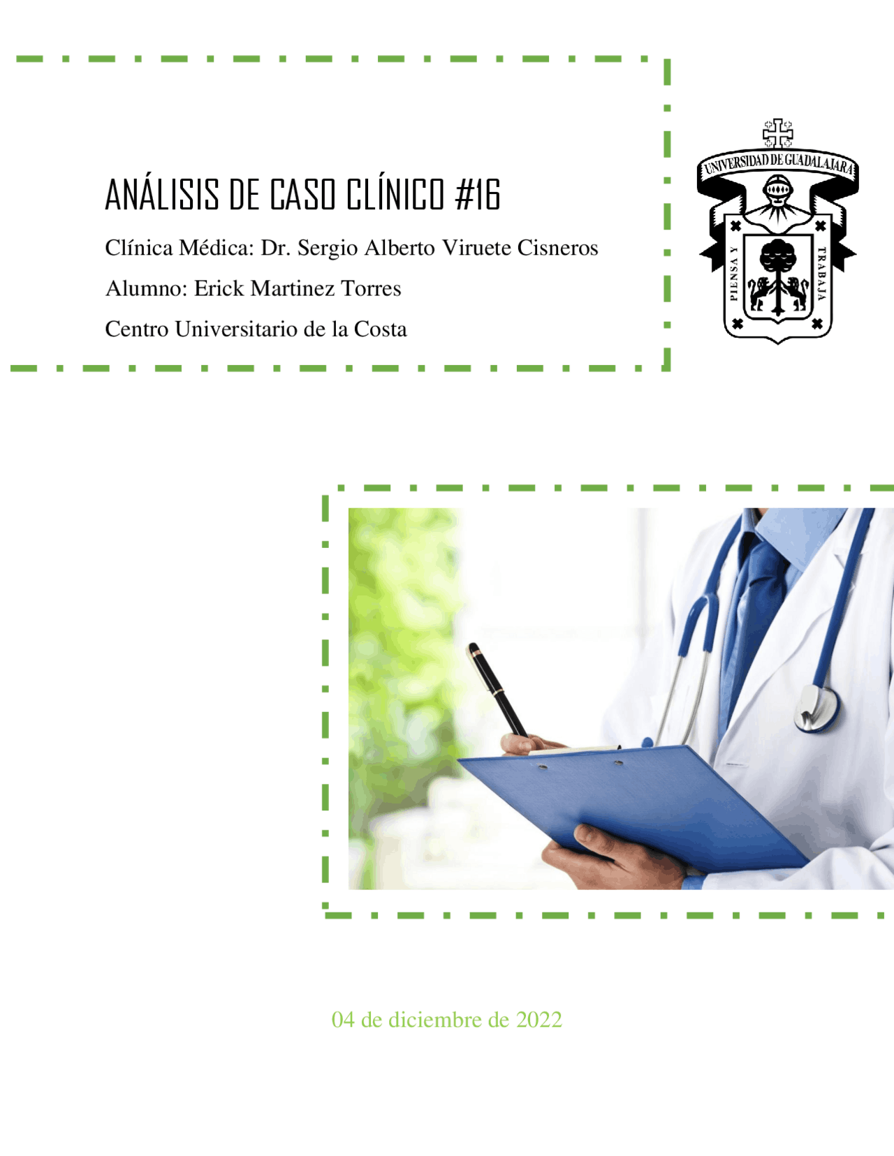 Analisis caso clinico 16 | Ejercicios de Clínica Medica | Docsity