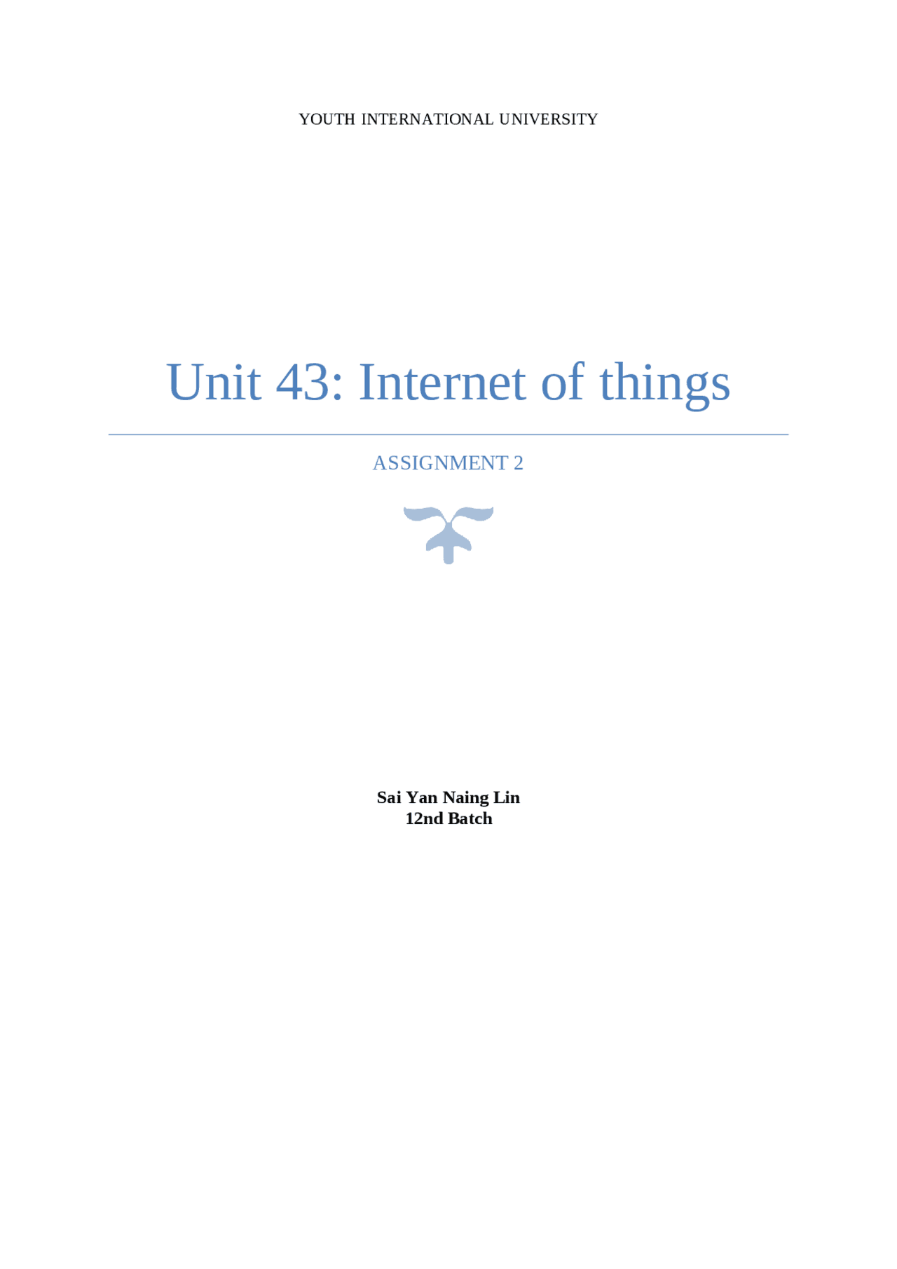 Internet Of Thing Assignment Thesis Computer Science Docsity