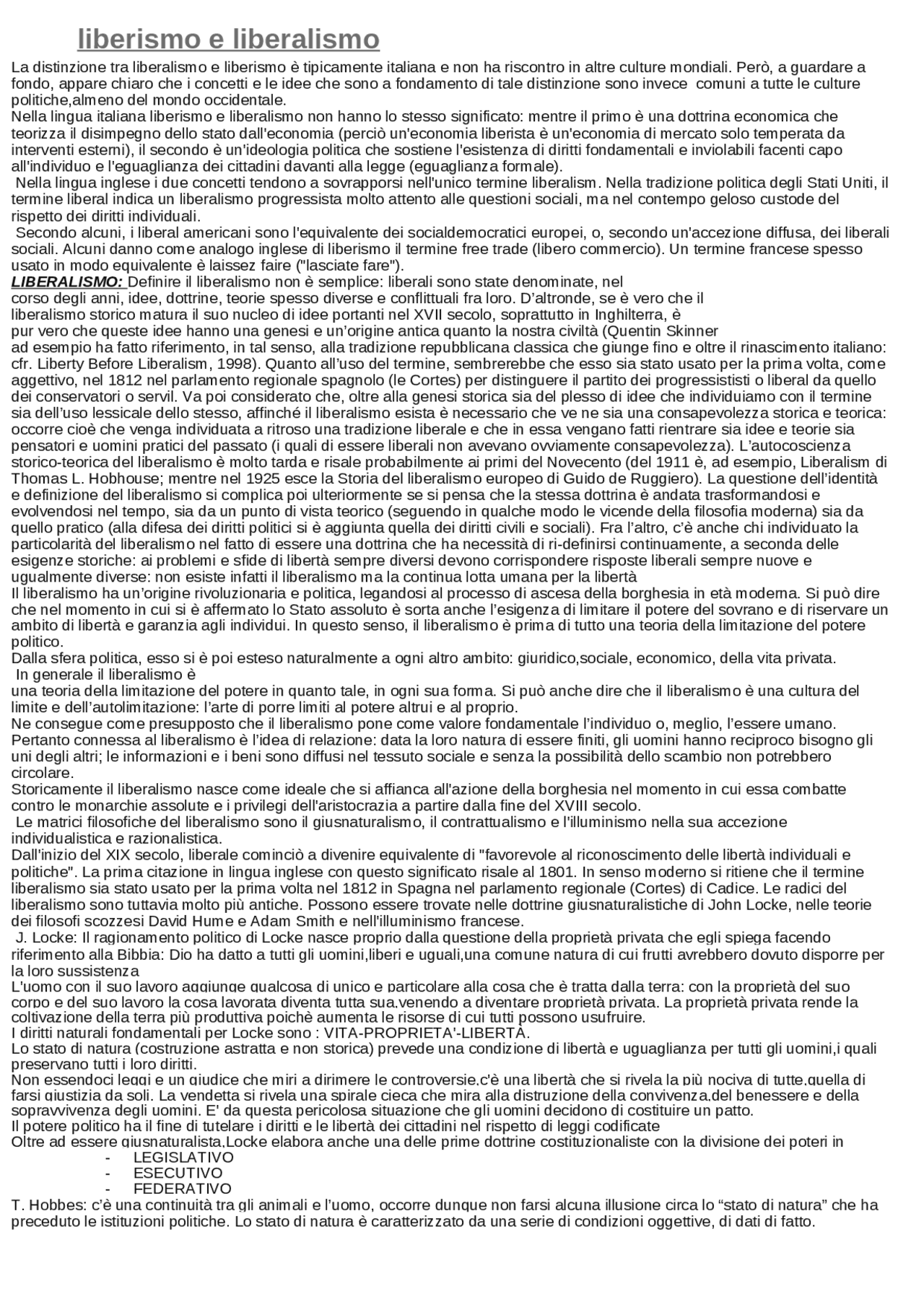 Differenze liberismo e liberalismo | Appunti di Filosofia | Docsity