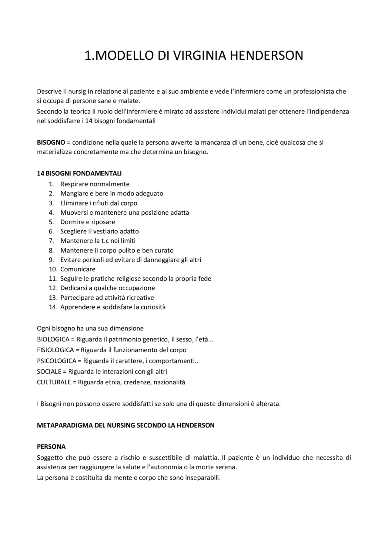 Infermieristica Generale 1 Appunti Di Infermieristica Docsity