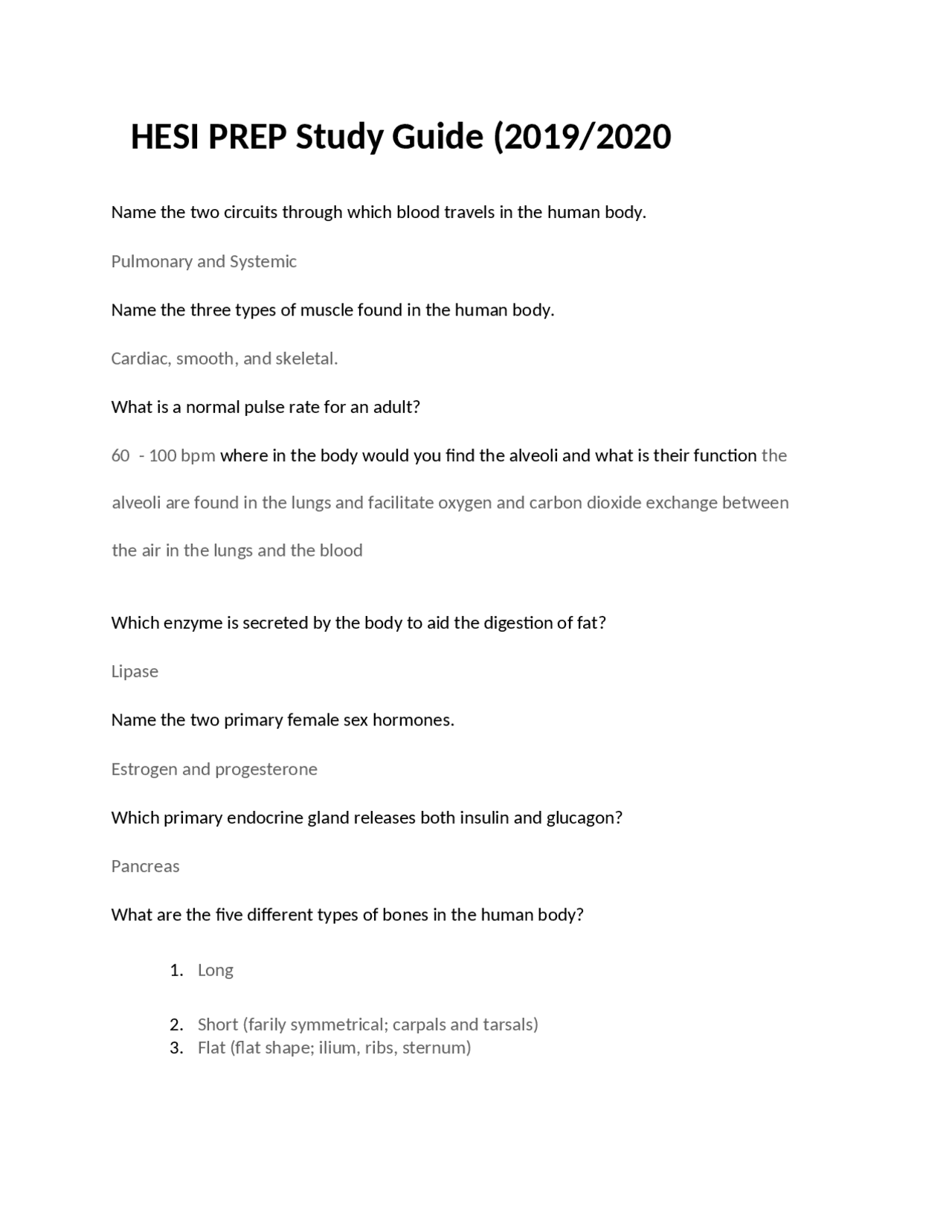 HESI PREP Study Guide (2022/2023 | Quizzes Nursing | Docsity