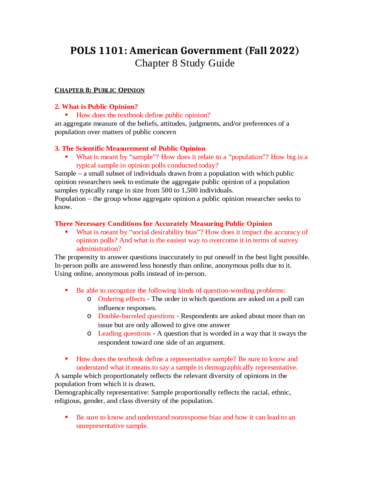 exam study guide 1 - 3 | Lecture notes Political Science | Docsity