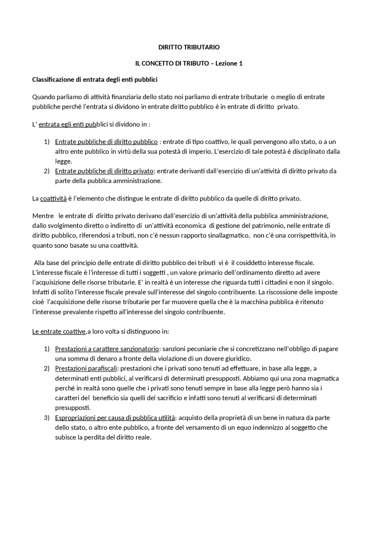 Diritto Tributario - Lezioni | Dispense di Diritto Tributario | Docsity