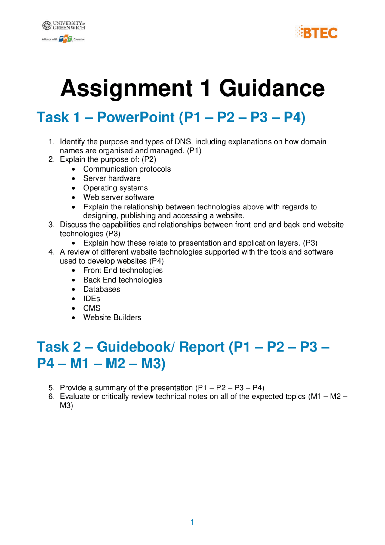 1633 Asm1 Guiance Greenwich Lecture Notes Computer Science Docsity