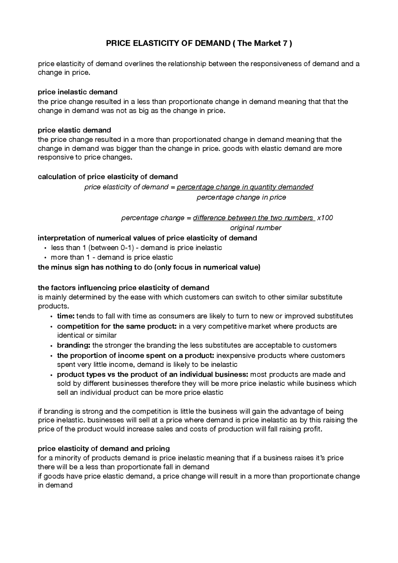 Business As Edexcel 7 Price Elasticity Of Demand Apuntes De