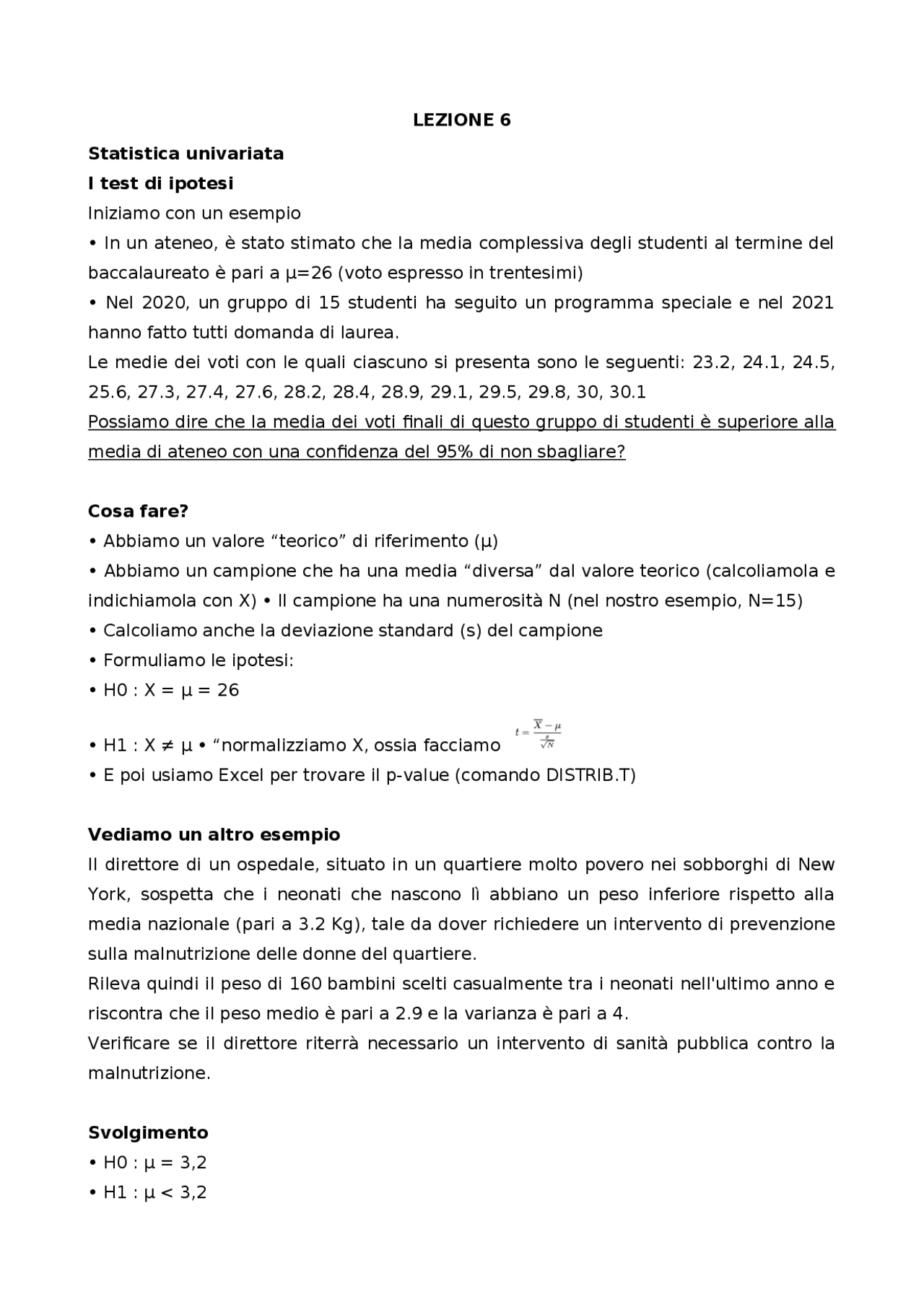 Appunti Statistica Modulo 1 Laurea Triennale Appunti Di Statistica