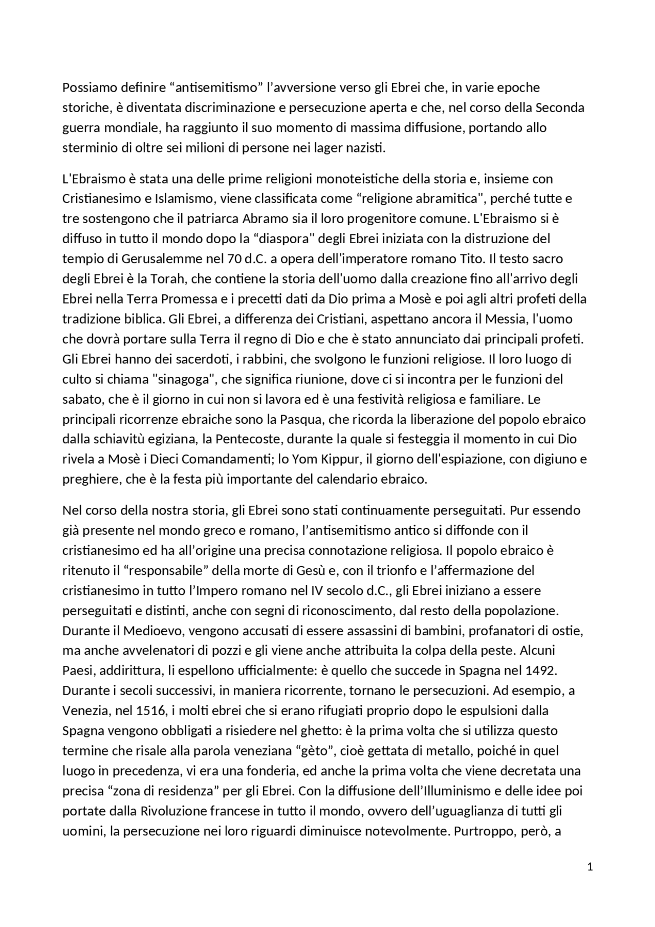 Antisemitismo Tesina Guide Progetti E Ricerche Di Storia Docsity
